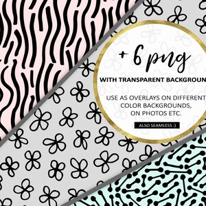 Floral Digital Paper. Hand Drawn Minimal Pattern. Black, White ...