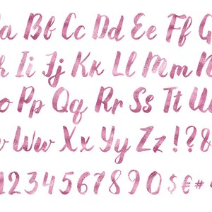 Pink Foil Alphabet Clipart, Sparkly Letters, Metallic Numbers, Symbol ...