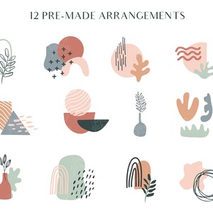 Abstract Boho Shapes Clip Art. Organic Abstract Collage Element Clipart ...