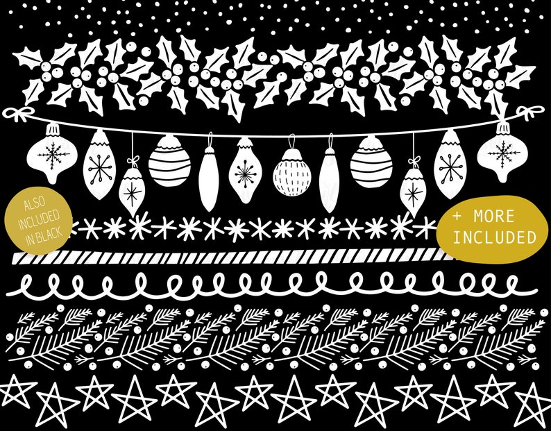 Christmas Borders Clip Art. Scandi Nordic Digital Ribbon - Etsy