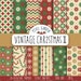 Retro Christmas Digital Paper. Vintage Christmas Holiday Patterns. Red ...