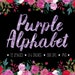 Purple Alphabet Clip Art. Purple Foil Letters, Numbers Symbols. Hand ...