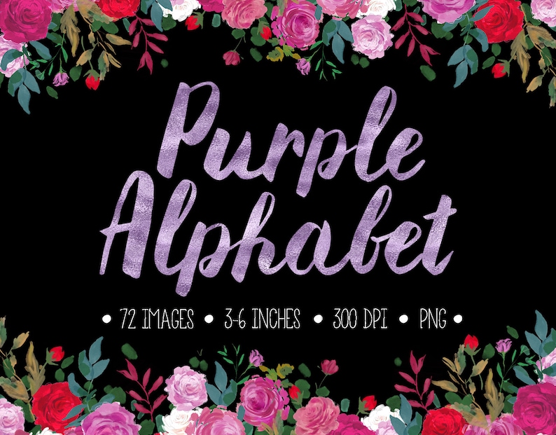 Purple Alphabet Clip Art. Purple Foil Letters Numbers | Etsy