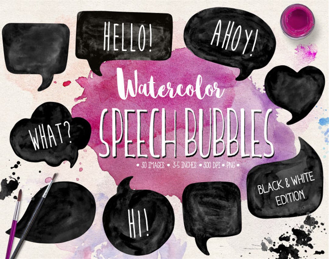 Speech Bubble Clipart. Watercolor Speech Bubble Clip Art. Hand Painted ...