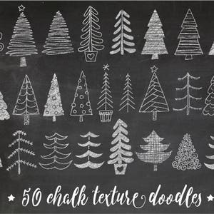 Chalk Christmas Tree Clipart. Hand Drawn Chalkboard Christmas Doodles ...