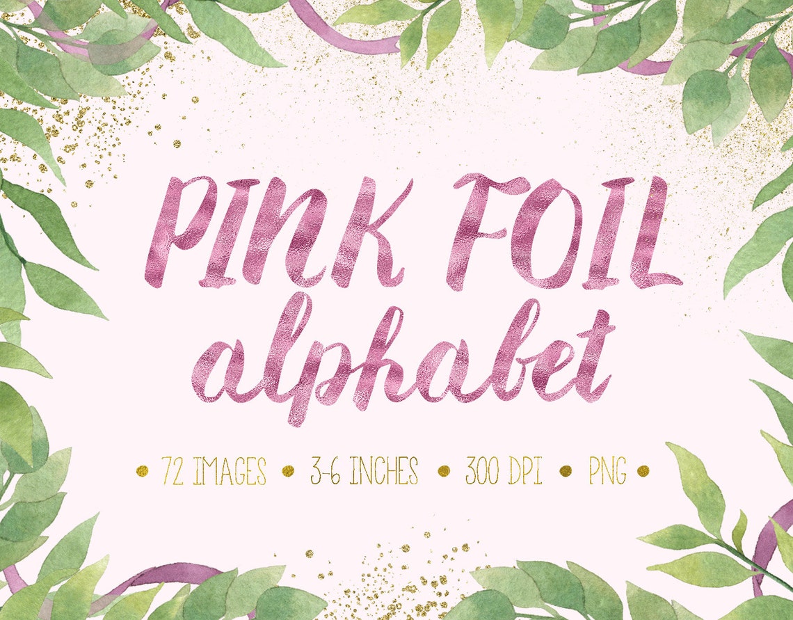 Pink Foil Alphabet Clipart Sparkly Letters Metallic Numbers - Etsy