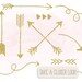 Gold Glitter Arrows Clip Art. Hand Drawn Arrows Clipart. Glitter Doodle ...
