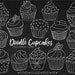 Chalkboard Cupcake Clipart. Hand Drawn White Cupcake Outlines. - Etsy
