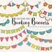Bunting Banner Clip Art. Hand Drawn Birthday Bunting Banner. Doodle ...