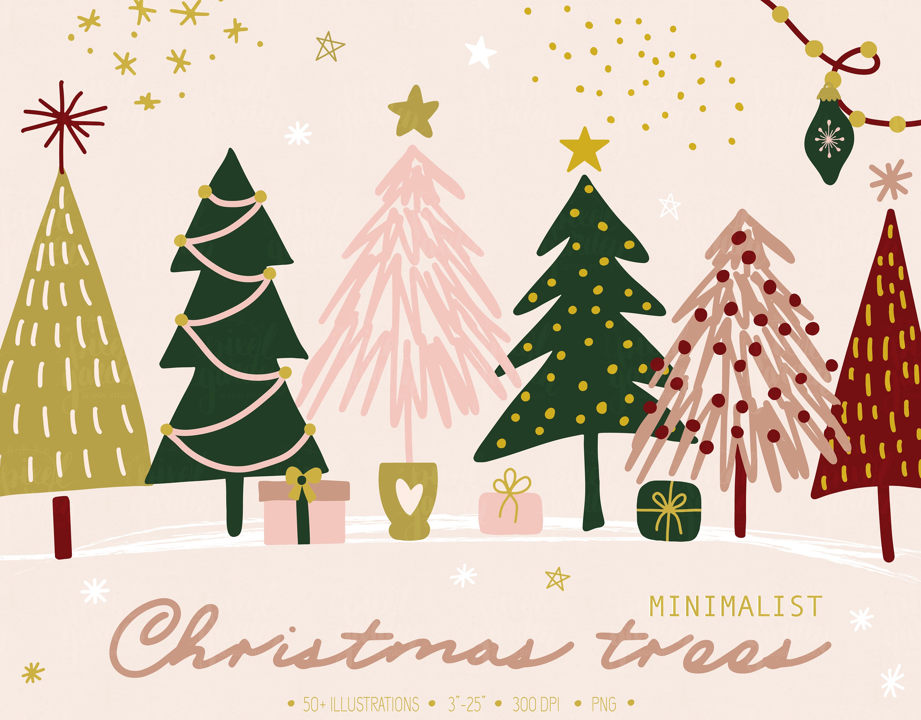 Modern Christmas Tree Clipart