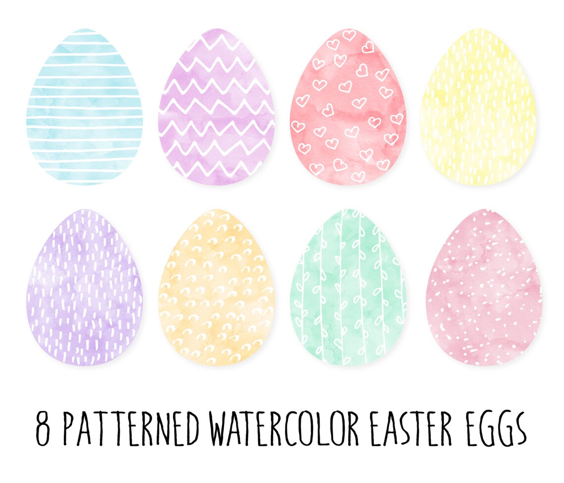 Pastel Easter Egg Clipart. Watercolor Easter Eggs. Pink Mint | Etsy