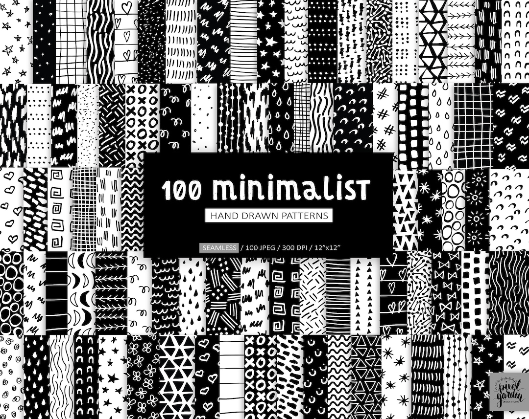Nordic Minimalist Pattern Bundle. Black, White Scandinavian Digital ...