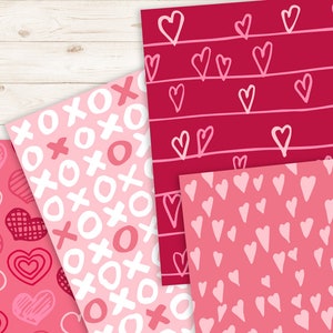 Valentines Day Digital Paper. Minimalist Love, Hearts Background. Hand ...