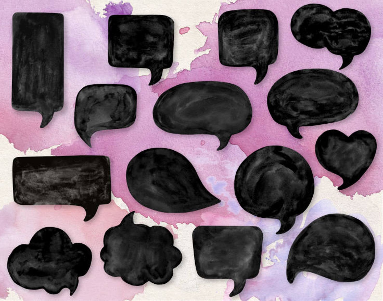 Speech Bubble Clipart. Watercolor Speech Bubble Clip Art. Hand - Etsy