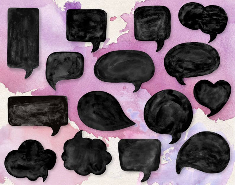 Speech Bubble Clipart. Watercolor Speech Bubble Clip Art. Hand - Etsy