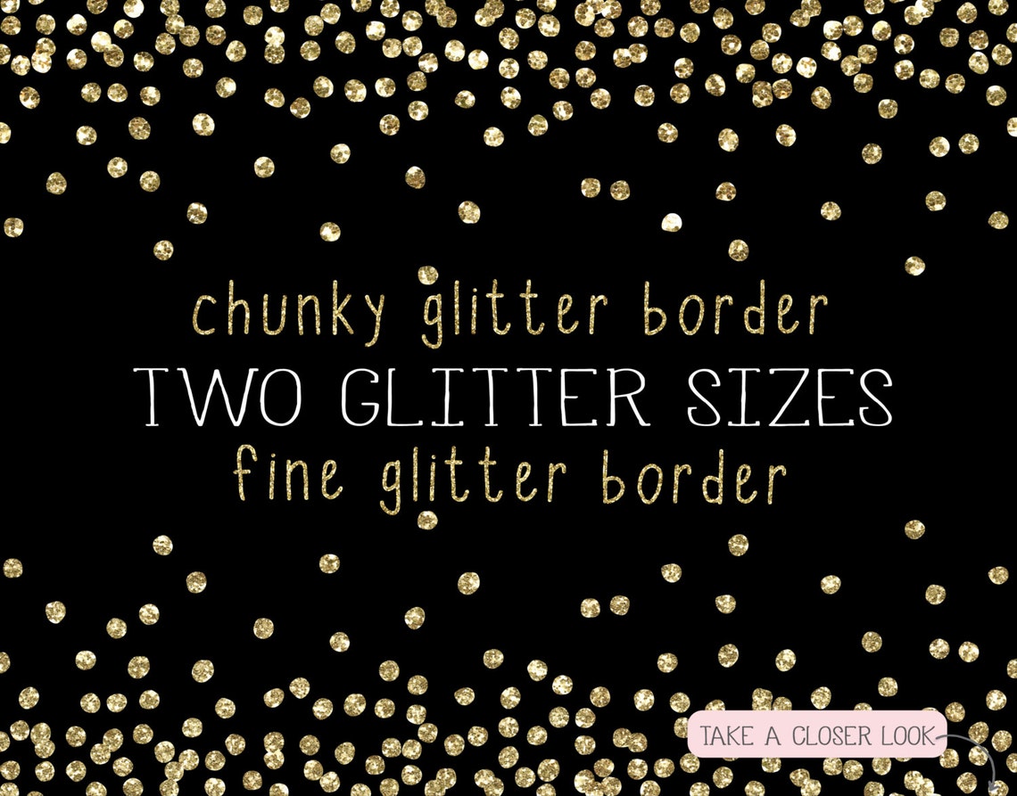 Glitter Confetti Border Clipart. Gold & Silver Confetti - Etsy