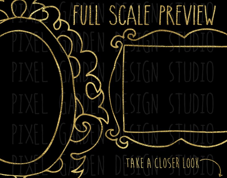 Gold Frame Clipart. Doodle Frames Tags & Labels Clip Art. - Etsy