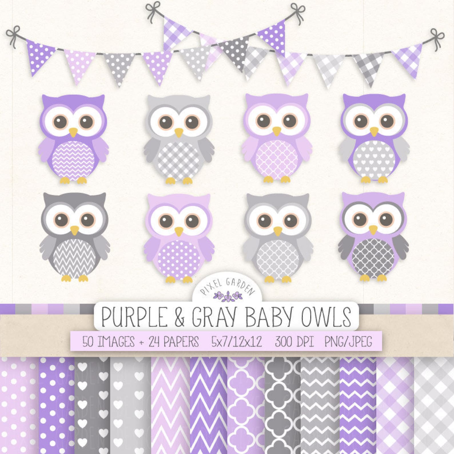 Purple Baby Owl Clip Art for Nursery Baby Shower. Baby Boy | Etsy