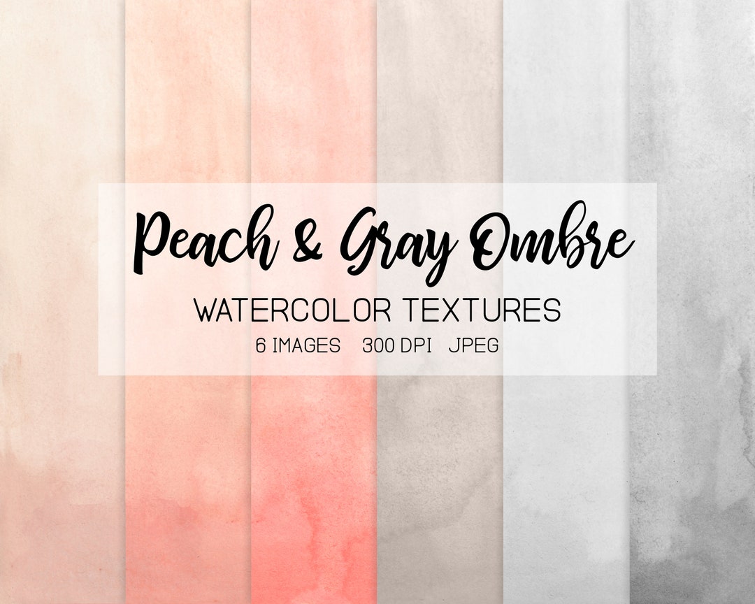 Peach Watercolor Ombre Digital Paper. Handpainted Blush, Gray ...