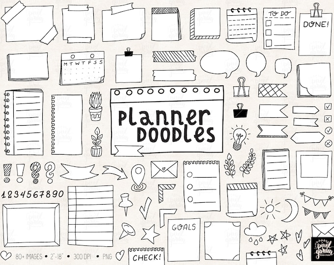 Planner Clipart. Hand Drawn Bullet Journal Clip Art. Teacher Panner ...