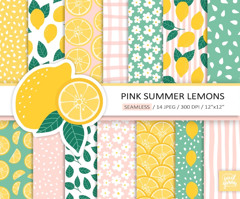 Summer Lemon Digital Paper. Seamless Lemon Pattern. Lemon and | Etsy