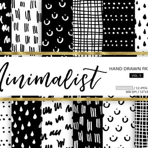 Nordic Minimalist Pattern Bundle. Black, White Scandinavian Digital ...