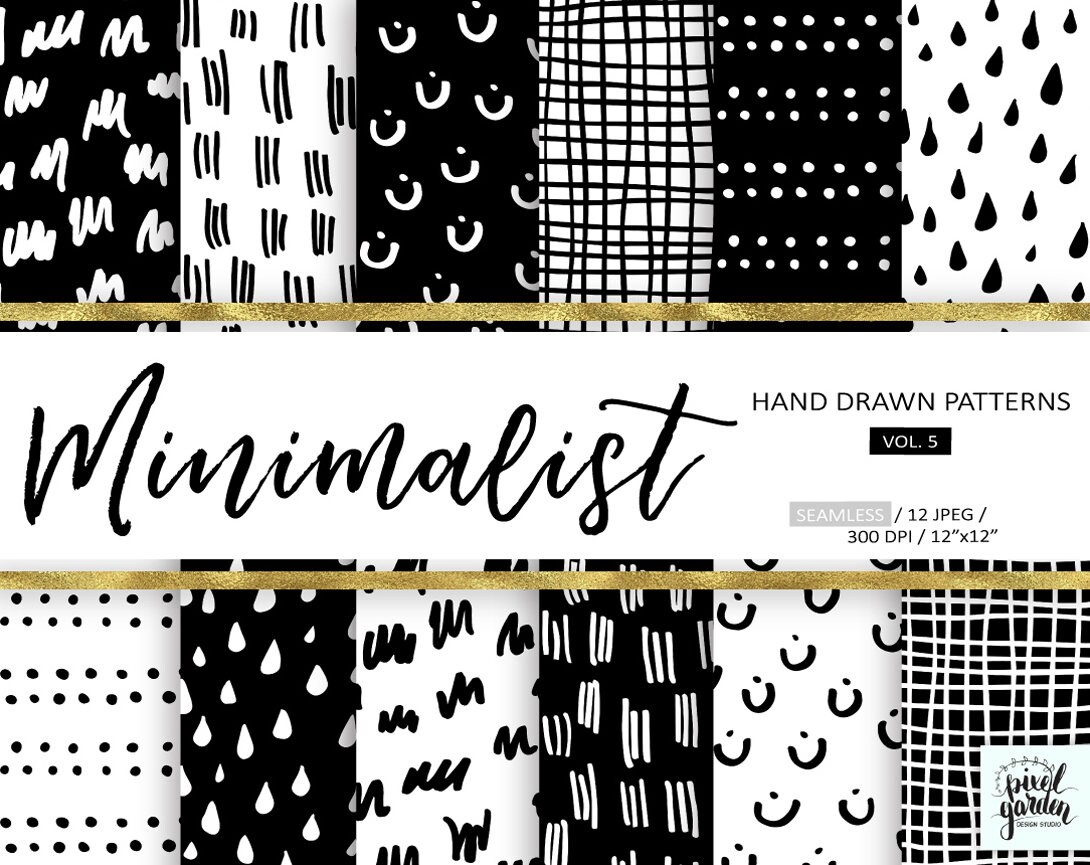 Nordic Minimalist Pattern Bundle. Black, White Scandinavian Digital ...