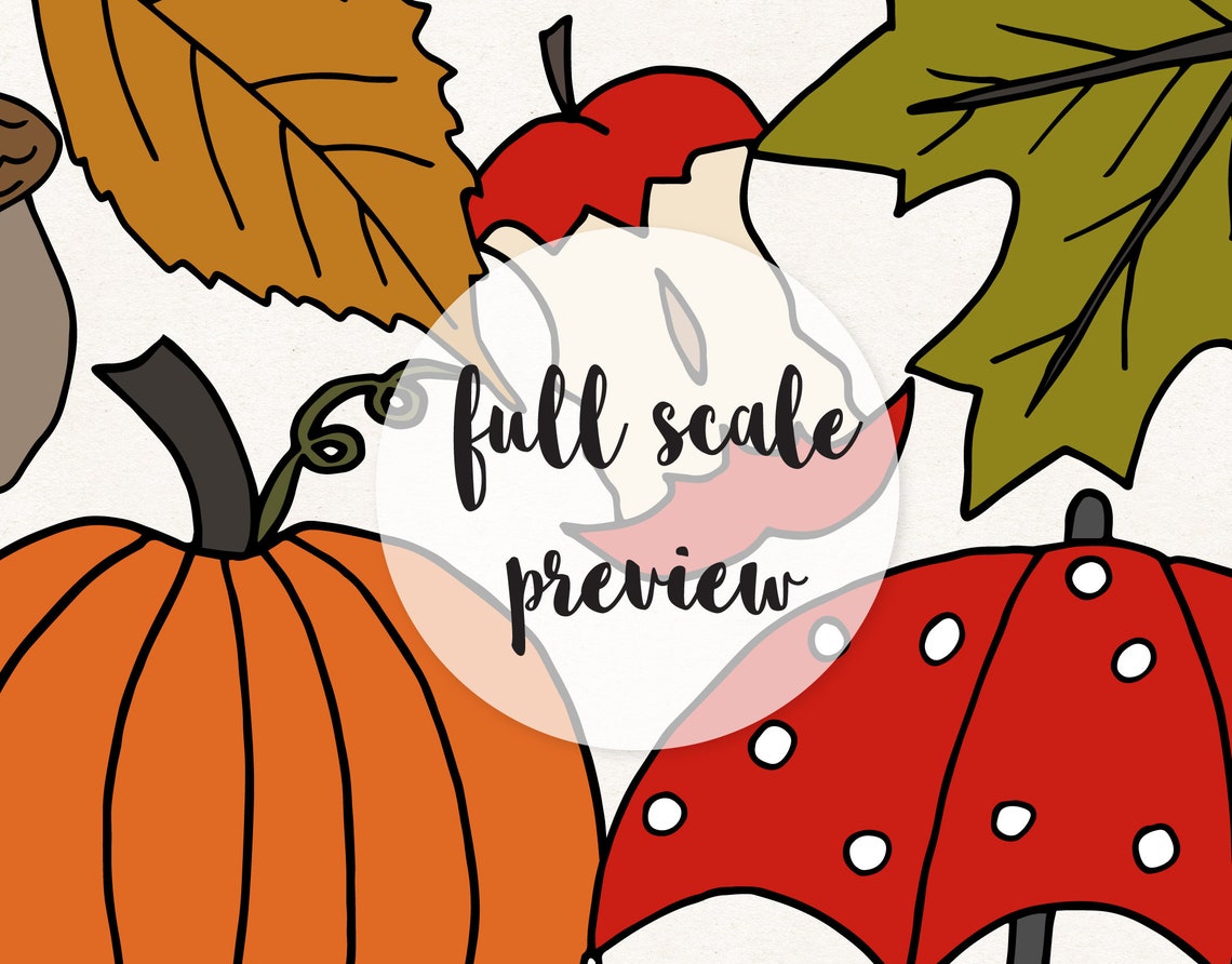 Hand Drawn Fall Clip Art. Doodle Autumn Clip Art. Thanksgiving - Etsy