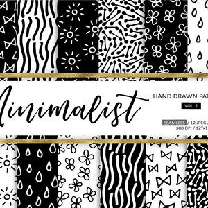 Nordic Minimalist Pattern Bundle. Black, White Scandinavian Digital ...