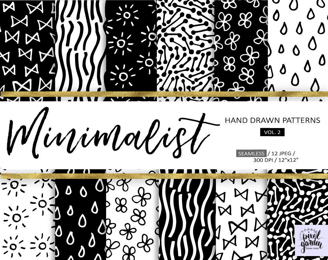 Nordic Minimalist Pattern Bundle. Black, White Scandinavian Digital ...