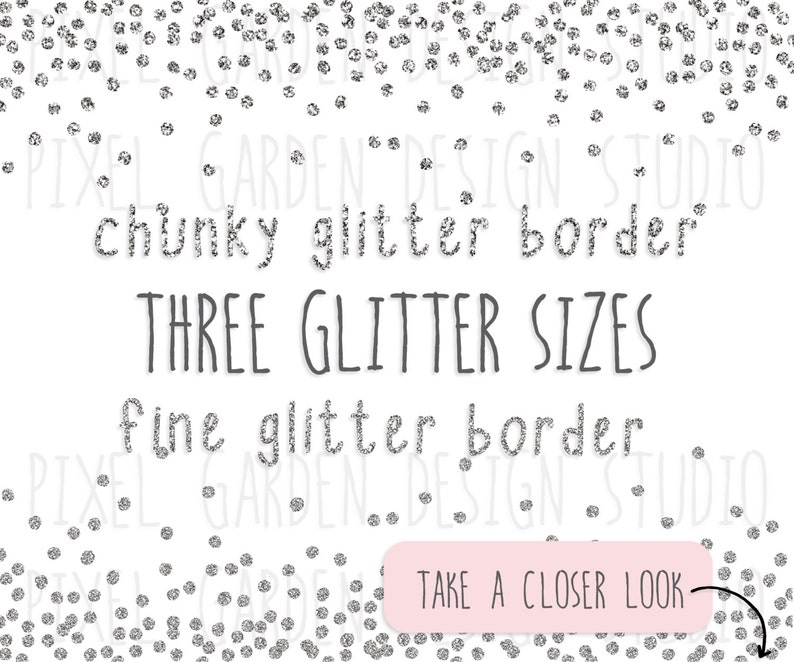 Silver Glitter Confetti Borders Clip Art. Glitter Borders and | Etsy