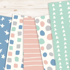 Doodle Digital Paper. Geometric Scandinavian Patterns. Hand Drawn ...