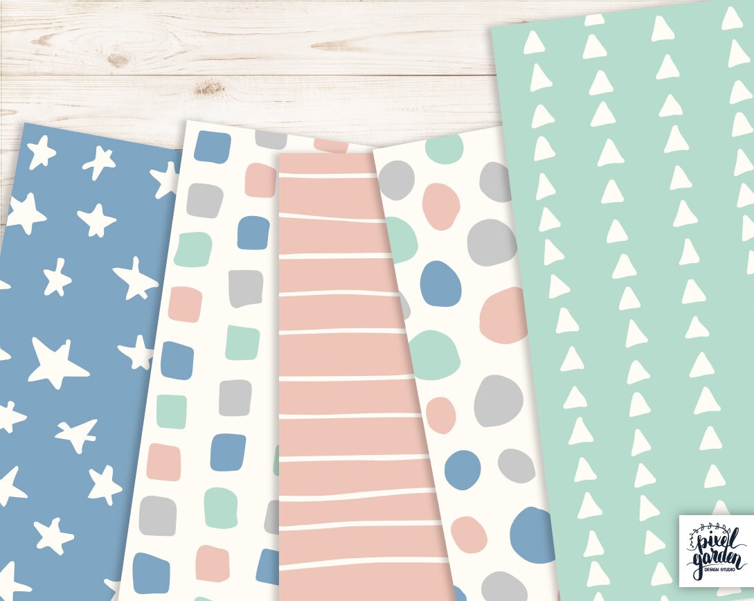 Doodle Digital Paper. Geometric Scandinavian Patterns. Hand Drawn ...