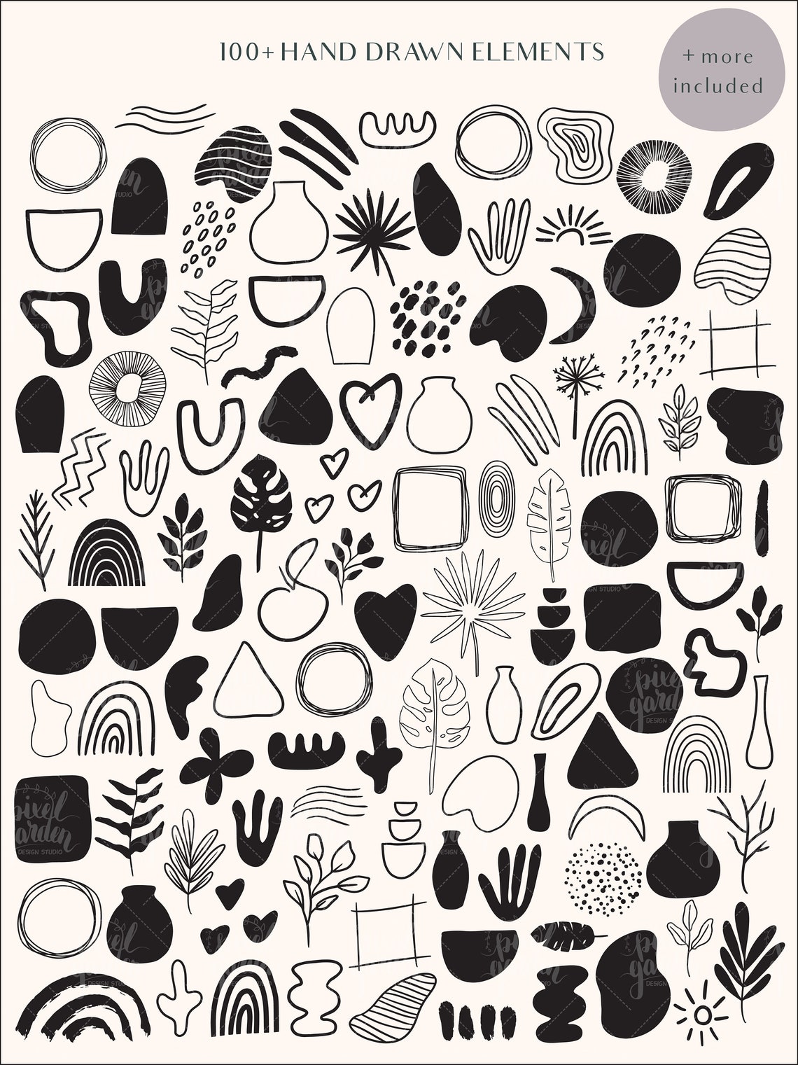 Abstract Boho Clip Art. Abstract Collage Element Clipart. - Etsy