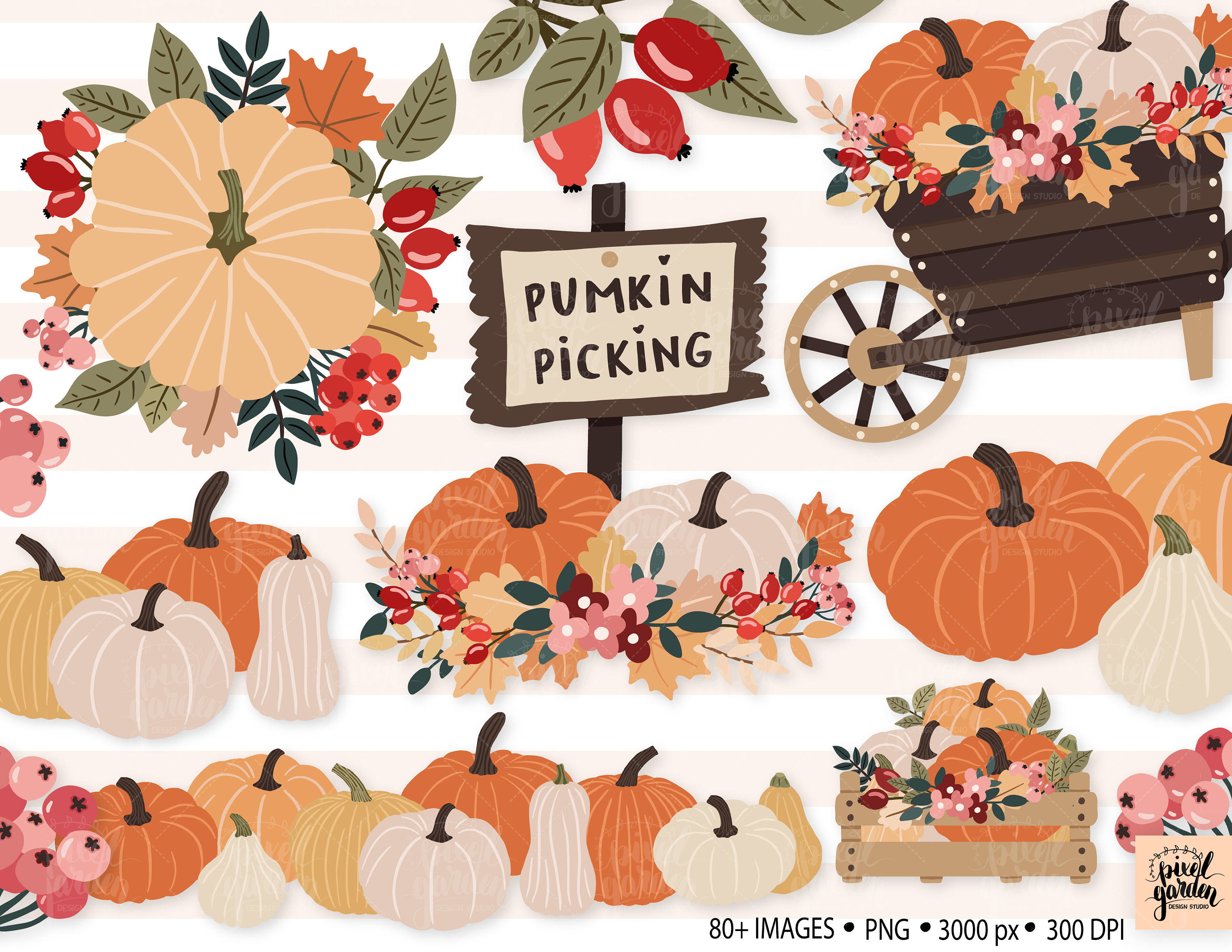 Fall Leaves And Pumpkins Clip Art