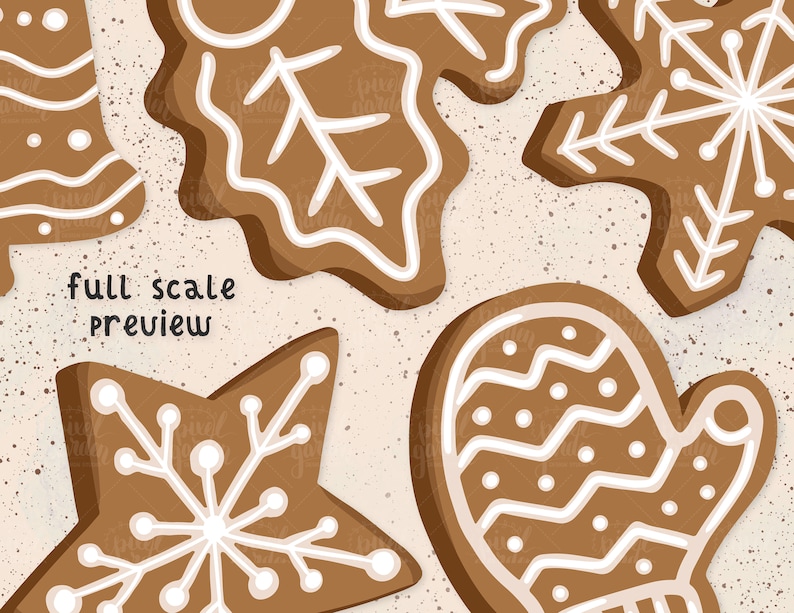 Christmas Cookies Clip Art. Hand Drawn Gingerbread Illustrations ...