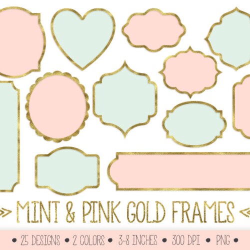 Gold Glitter Frames Clipart. Gold Glitter Labels Clip Art. - Etsy