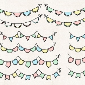 Bunting Banner Clip Art. Doodle Flag Banners. Hand Drawn Party Garland ...