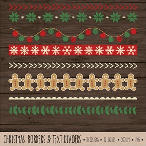 Christmas Border Clip Art. Red and Green Digital Ribbon Clipart. Winter ...