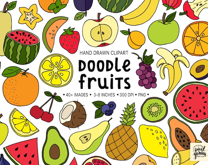 Summer Clipart. Hand Drawn Beach, Vacation, Holiday Clip Art. Doodle ...