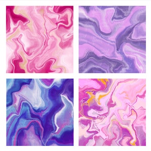 Marble Digital Paper. Purple, Pink Marbled Background. Hand Painted ...