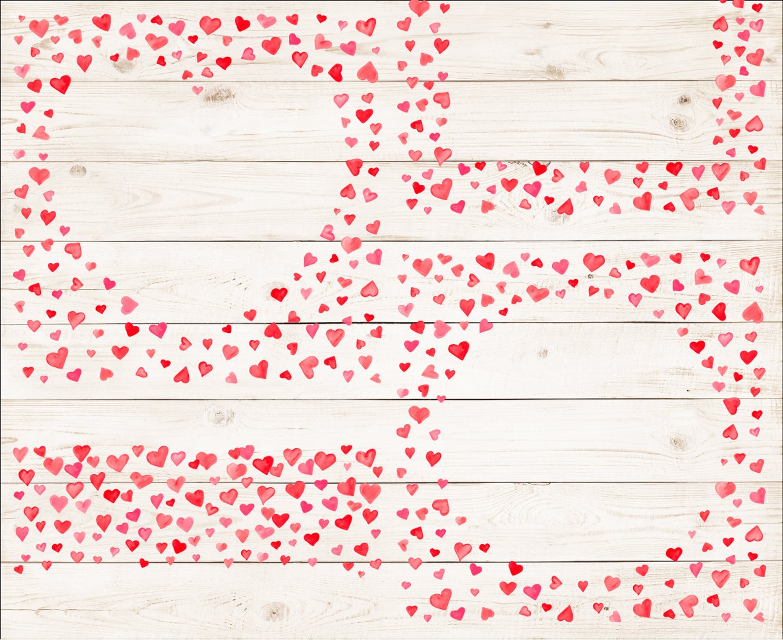 Watercolor Hearts Overlays & Digital Paper. Valentines Day | Etsy