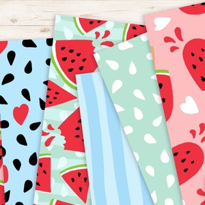 Watermelon Digital Paper. Seamless Watermelon Background. Hand Drawn ...
