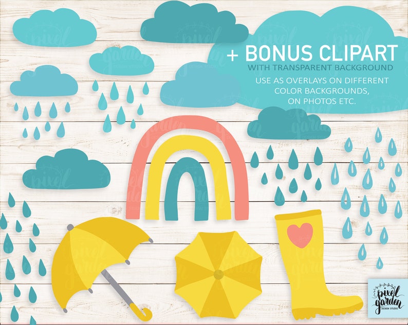 Rainbow Digital Paper. Rain Umbrella Could Patterns. - Etsy