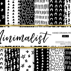 Nordic Minimalist Pattern Bundle. Black, White Scandinavian Digital ...