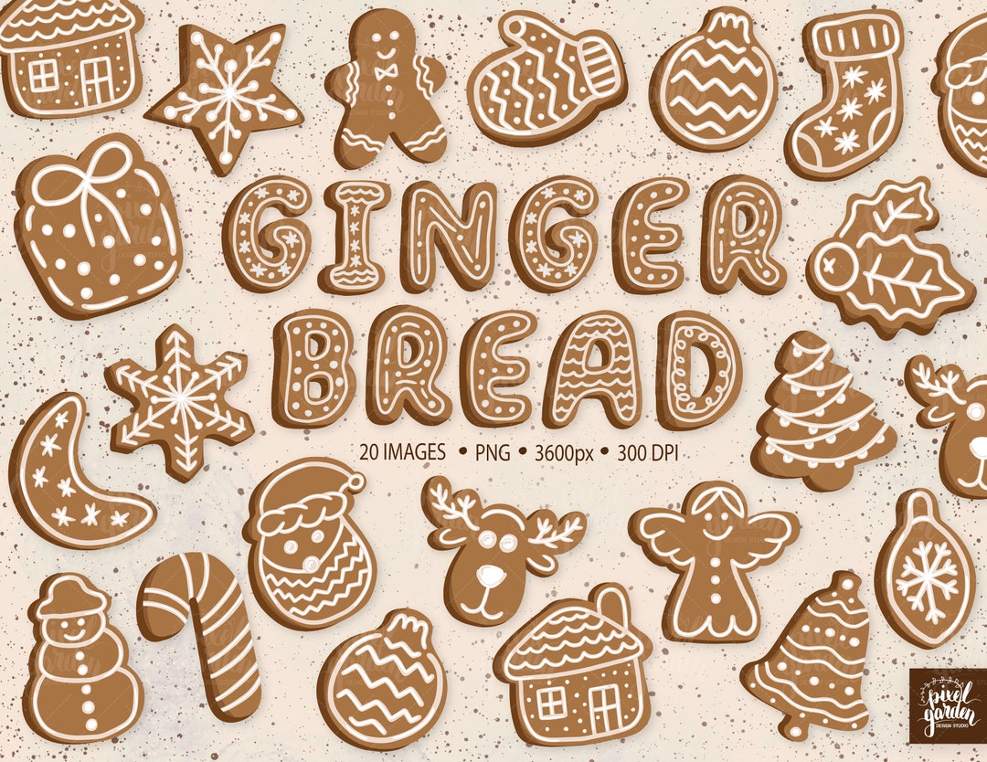 Christmas Cookies Clip Art. Hand Drawn Gingerbread Illustrations ...
