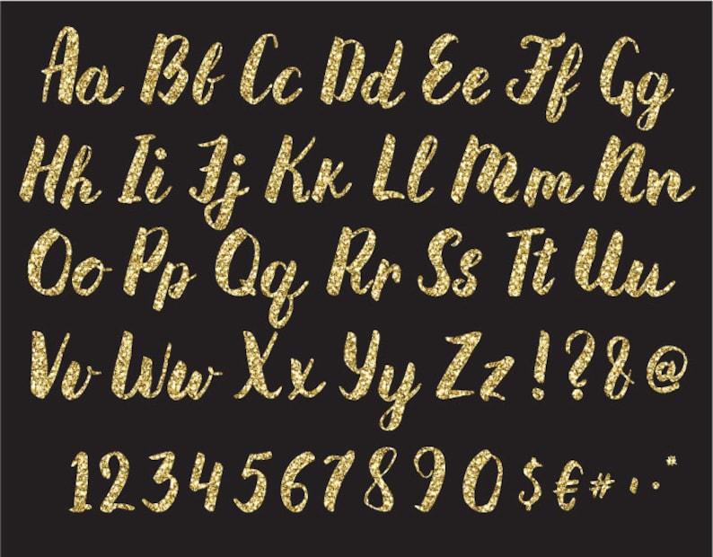 Glitter Alphabet Clipart. Gold Glitter Letters Numbers - Etsy