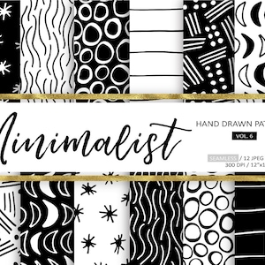 Nordic Minimalist Pattern Bundle. Black, White Scandinavian Digital ...