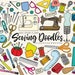 Doodle Sewing Clipart. Hand Drawn Dressmaking, Tailor's Clip Art ...