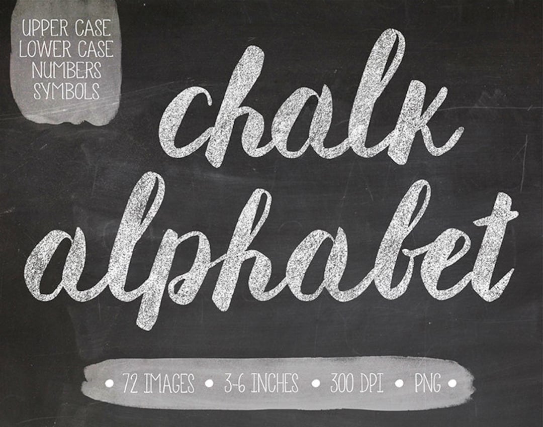Chalk Alphabet Clipart. Chalkboard Letters, Numbers, Symbols. Hand ...
